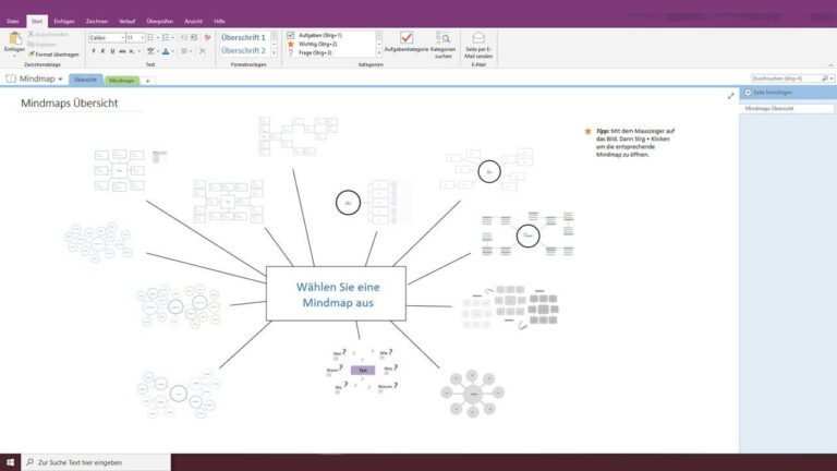 OneNote Mindmap Vorlage - NoteVorlagen.de